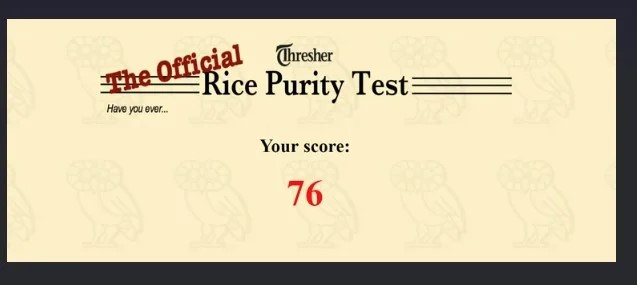 The Rice Purity Test: A Controversial Measure of "Purity" - Society19